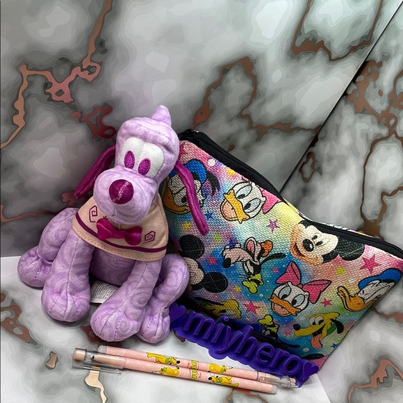 Disney | Accessories | 4pc Disney Set With Mad Tea Party Pluto Plush ...